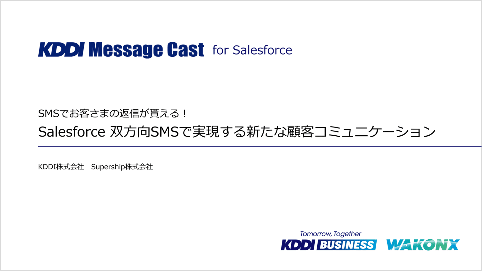 Salesforce 双方向SMSで実現する新たな顧客コミュニケーション - SMS送信サービス「KDDIメッセージキャスト」